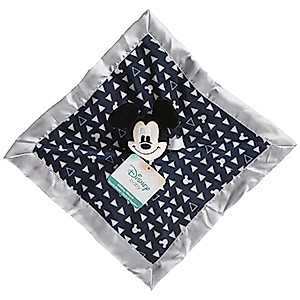 Disney Mickey Mouse Lovey Security Blanket, Navy/Grey 12x12 Inch (Pack of 1)
