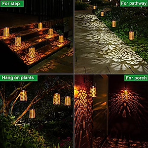 JSOT Solar Lanterns Outdoor Waterproof,2 Pack Hanging Lantern Decorative Metal Outdoor Lights for Backyard Porch Patio Table Yard Balcony Teepee Lawn Pathway Tree 2 Modes Warm/Cool White