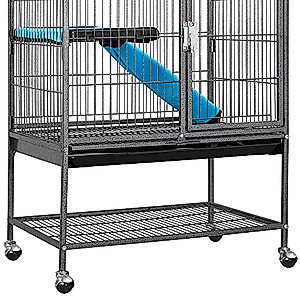 Topeakmart Metal Rolling Ferrets Cage, Small Animal Cage for Adult Rats, Single Unit Critter Nation Cage with Removable Ramp & Platform, Black
