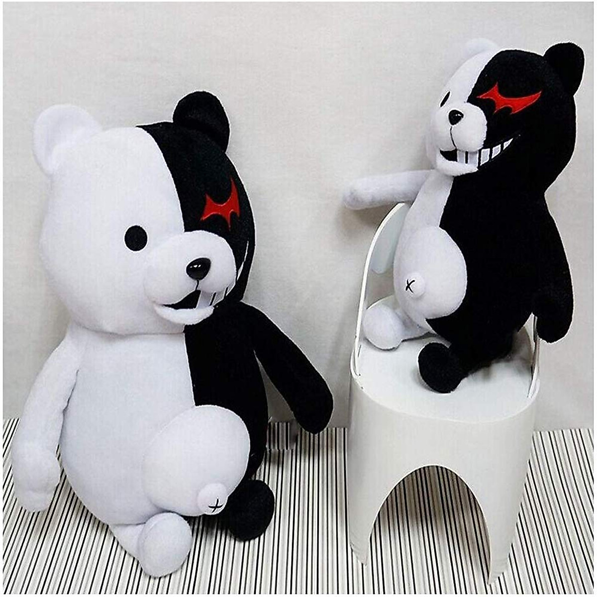 TIMSOPHIA Black White Bear Kids Monokuma Bear Plush Doll for Boys Girls Birthday Child Pillow Toy Home Decor Adornment(25cm)