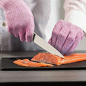 Evridwear Cut Resistant Gloves Food Grade Level 5 Kitchen Safety Protection (Medium, Pink)