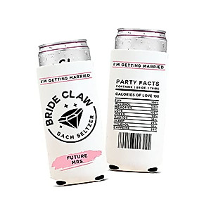 Bride Tribe Claw Can Cooler [Pack of 12] Slim Can Coolies, Bachelorette Party Favors, Bridal Shower Can Sleeves, Insulated Collapsible Skinny Can and Bottle Holder for Beverages