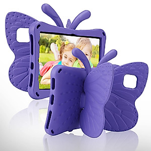 Simicoo Fire HD 10 Kids Tablet 11th Gen 2021 2023 Case 10.1 Cute Butterfly Kids Pro Case with Stand Light Weight EVA Rugged Shockproof Heavy Duty Kids Friendly Full Cover for Kids Girls (Purple)