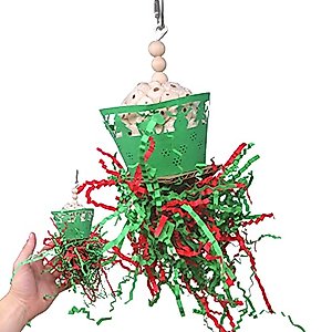 Bonka Bird Toys Merry Christmas Festival Small Bird Toy Natural Sola Chew Foraging Treat Cockatiels Parakeets Conures and Similar Birds (2454 Green)