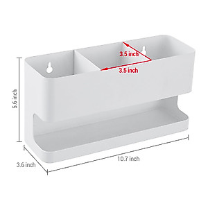 MyGift Hanging Modern White Metal Hair Tools Organizer with 3 Slots, Wall Mounted or Countertop Salon Styling Accessories Holder Rack for Blow Dryer Straightener Curling Iron