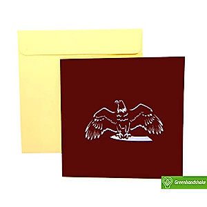 American Eagle, 3D Popup greeting card for birthday, valentine's day, mother's day, anniversary, thank you, get well, 6" x 6"