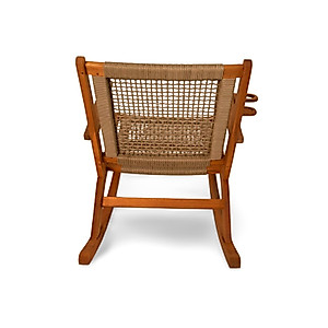 Aspect Living Vega Outdoor Rocking Chair with Beverage Holder - Natural Finish Wooden Chair, Patio, Poolside, Backyard, Garden - Indoor & Outdoor Use - Robust Wood Construction - 65245