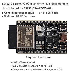 RCmall ESP32-C3-DevKitC-02 Development Board WiFi+BT+BLE 4MB SPI Flash Based on Espressif ESP32-C3-WROOM-02 Module (1 Piece)