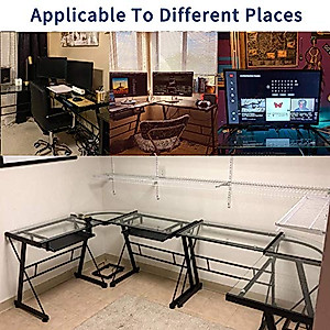 Reversible L-shaped Computer Corner Desk, Modern Toughened Glass L Shaped Round Corner Desk with Keyboard Tray & CPU Stand, PC Laptop Writing Gamer Workstation for Home Office Small Spaces (Clear)