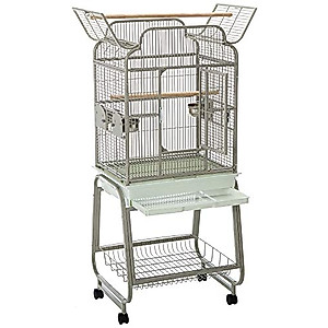 A&E Cage 782217 Platinum Open Victorian Top with Plastic Base Bird Cage, 22" x 17"