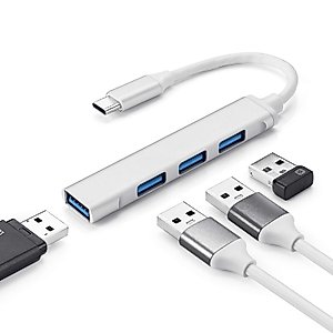FACATH USB C Hub, 4-Port USB-C to USB 3.0 Hub, Type-C Portable Hub 4-in-1 USB C Adapter for MacBook/Pro/Air (Thunderbolt 3) Compatible with for All USB C Devices
