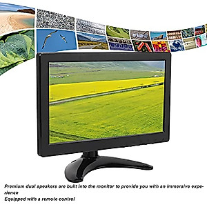 Computer Monitor, DVR Monitor 9 Inch TFT LCD Builtin Speaker Easy Installation Multiple Input Interface with VGA Cable for Laptop (US Plug)