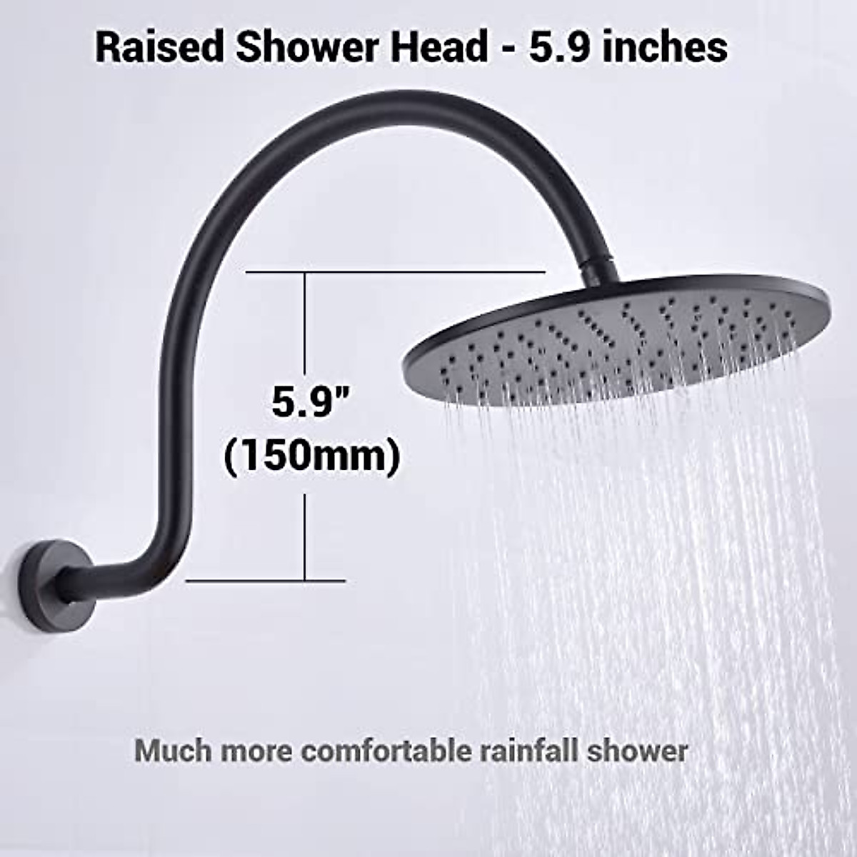 TRUSTMI S Shaped Shower Arm with Flange 17 Inch Extension with 6 Inch High Rise Gooseneck Arm for Rainfall Shower Head, Wall Mounted, Oil Rubbed Bronze