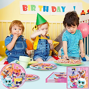 Super Kitties Party Supplies 40Pack include 20 plates, 20 napkins for the Super Kitties Birthday party Decoration