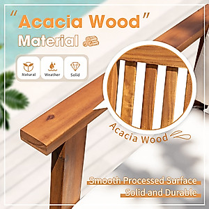 Devoko Patio Set 3 Piece Acacia Wood Outdoor Furniture Conversation Seat with Table & Cushions Porch Chairs for Balcony, Deck, Backyard, Beige