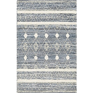 Mark&Day Area Rugs, 8x10 Rolla Global Slate Blue/Cream Area Rug, Grey Blue Beige Carpet for Living Room, Bedroom or Kitchen (8' x 10')