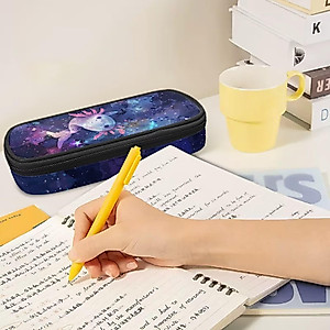 Lotusorchid Galaxy Axolotl Pencil Bag Pen Case, High Capacity Cute Students Kids Pencil Pouch with Zipper, Large Opening Handy Pen Holder Bag Cosmetic Bag Multi-function Bag for Office School