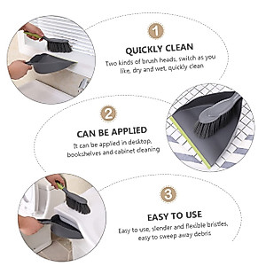 Didiseaon 1 Set Broom Cleaning Brush Keyboard Cleaning Brush Pet Hair Broom Clean Keyboard Gap Cleaning Broom Crumb Cleaner Mini Hand Broom Desktop Handle Keyboard Pet Dustpan Green Pbt