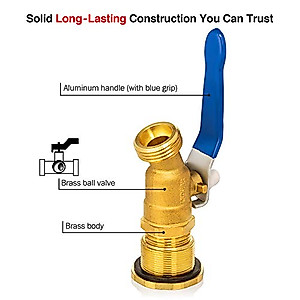 Renator Brass Rain Barrel Spigot Kit. Lead-Free Compliant. 3/4 Inch Quarter Turn Ball Valve. Rain Barrel Kit For Any Barrel Including 5 55 Gallon Drum Spigot Bucket. Spigot with Bulkhead Fitting, Tape