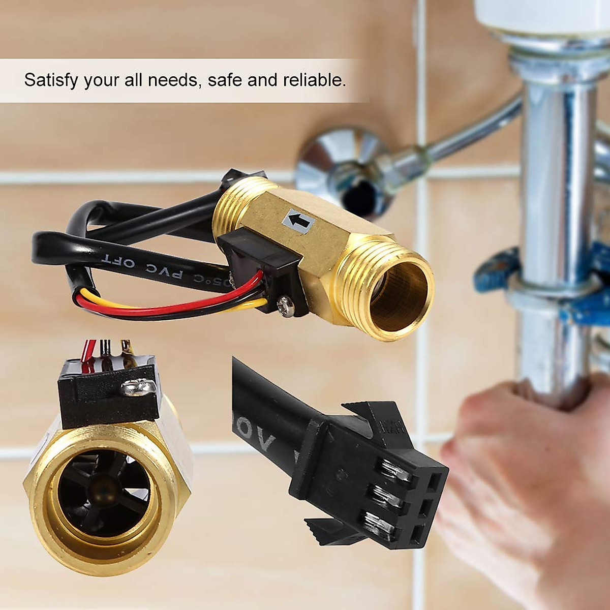 60mm G1/2" Copper Thread Hall Effect Liquid Water Flow Sensor Flowmeter Fluidmeter Liquid Water Flow Switch Meter 1-30L/min