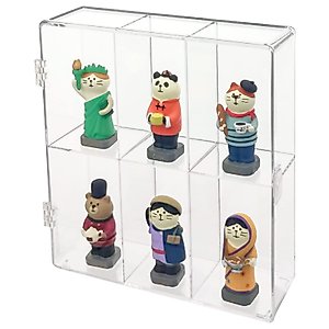 DIWNELEM Acrylic Display Case Cabinet Stand 6 Compartments Storage Box Display Showcase Shelf for Toys Rock Stone Collectibles & Mini Figure Action (7.5 * 2.1 * 8 inch)