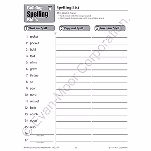 Evan-Moor Building Spelling Skills, Grade 3 - Homeschooling & Classroom Resource Workbook, Reproducible Worksheets, Teaching Edition, Spelling Strategies, Reading and Writing Skills
