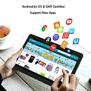 Hoozo Android Tablet 10 Inch, 3G phablet PC, Android Tablets with Dual SIM Card Slots, 16GB, GMS Certified, WiFi, Bluetooth - Black