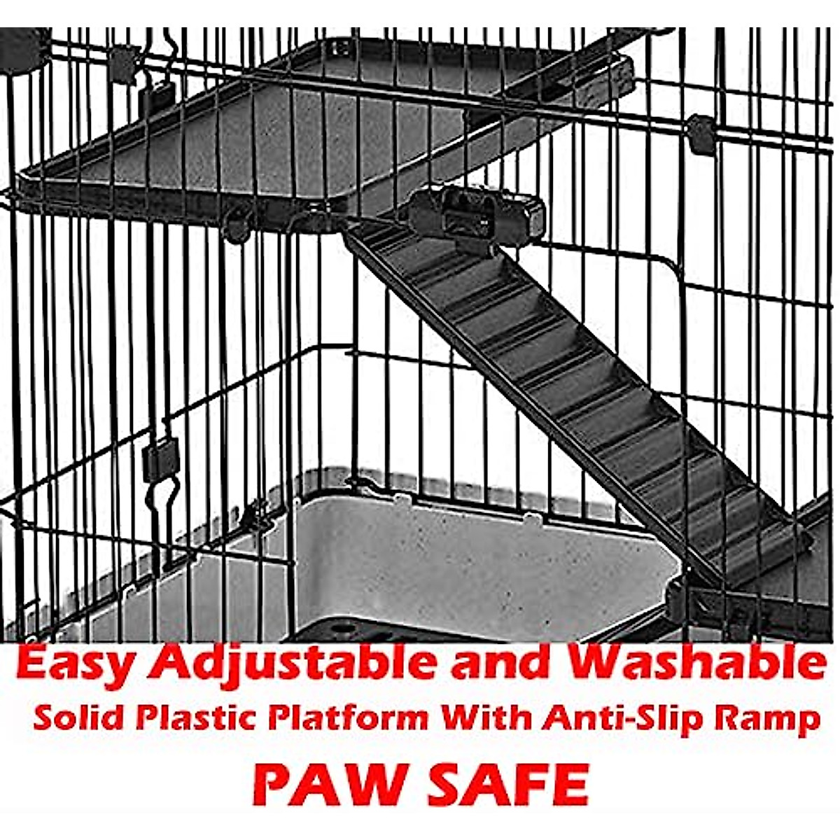 Extra Large Multi-Level Indoor Small Animal Pet Cage for Guinea Pig Ferret Chinchilla Cat Playpen Rabbit Hutch with Solid Platform & Ramp, Leakproof Litter Tray, 2 Large Access Doors Lockable Casters