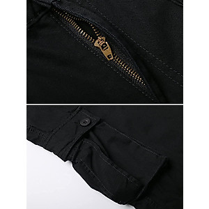 Mesinsefra Men's Cotton Casual Military Army Cargo Pants Camo Combat Work with 8 Pocket Black 36