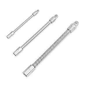 HORUSDY 3-Piece Flexible Socket Extension Bar Set 1/2" 1/4" 3/8" Shaft Drive 10" 8" 6"