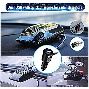 Radar Detector Power Cord,for Uniden Escort Valentine Beltronics Passport Cobra etc Radar Detector,with Dual USB QC3.0 Quick Charger(QC3.0 6.5ft)