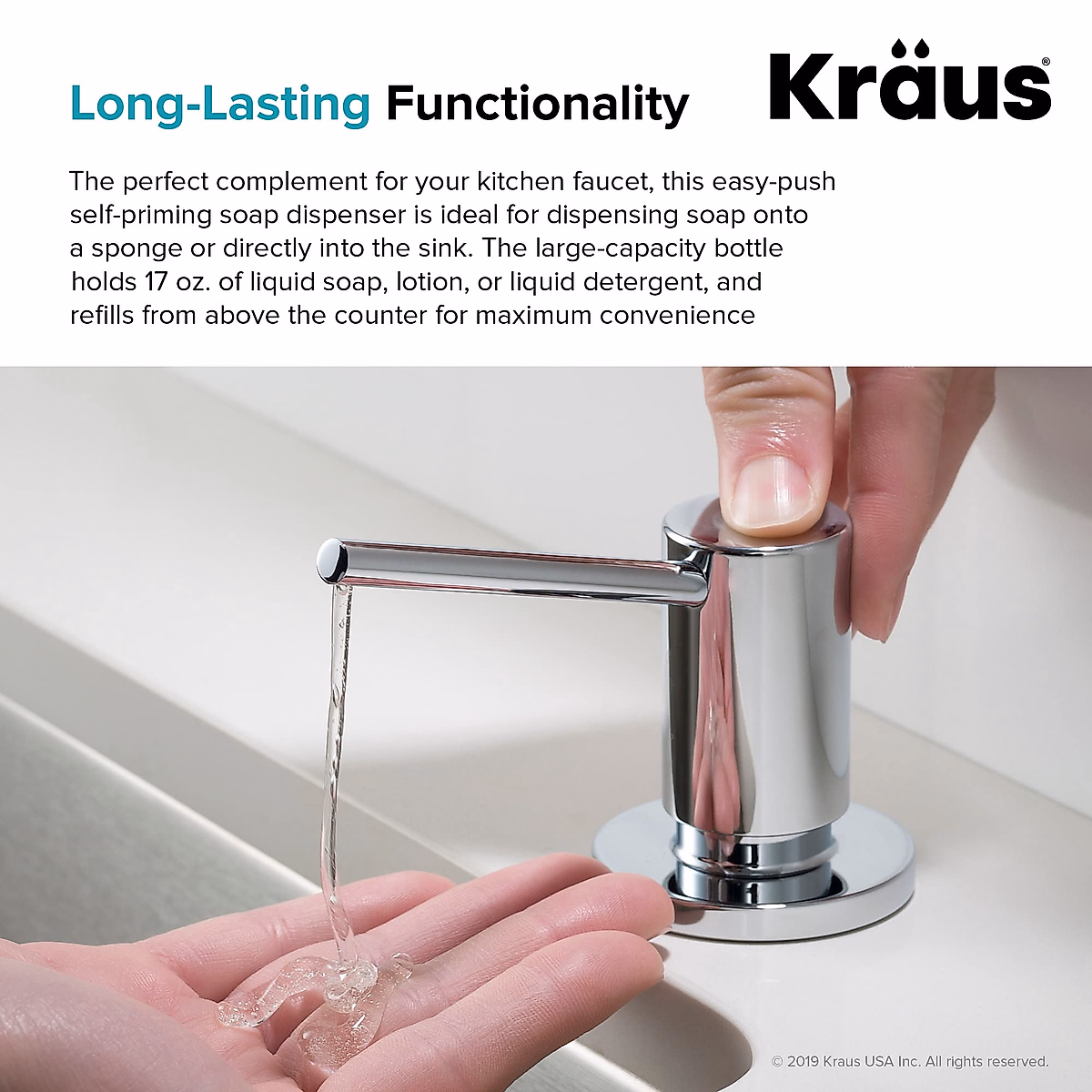 KRAUS Allyn Pull-Out Single Handle Kitchen Faucet in Spot-Free Stainless Steel, KPF-4103SFS & Kitchen Soap and Lotion Dispenser in Spot Free Stainless Steel, KSD-43SFS