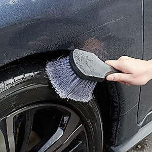 JSCARLIFE Car Wheel & Tire Brush, Wheel Cleaner Brush Kit, Car Care Brush, Deep Scrub Car Wash Brus, Car Washing Brush Multipurpose use for Tire, Motorcycle, Metal Surface