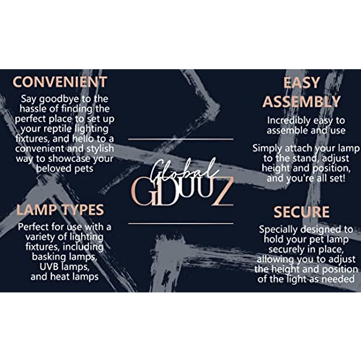 GDUUZ Pet Lamp Stand for Reptiles Insects and Cold Blooded Basking Animals– Adjustable Height and Reach Heat Light Hanger – Includes Feeding Accessories