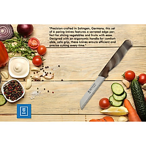 SMI - 6 Pcs Paring Knife Set Serrated Edge, Vegetable Knife, Fruit Knife, Kitchen Knife Made in Solingen Germany (Brown White)