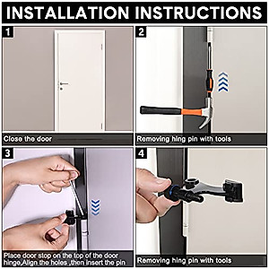 24 Pieces Hinge Pin Door Stopper Satin Brushed Door Stops Adjustable Heavy Duty Hinge Door Stopper with White Rubber Bumper Tips (Black)