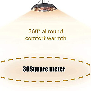 NaoSIn-Ni Outdoor Heater Patio Halogen Heaters,2000W Hanging Ceiling Mounted Heater 3 Gears Adjustable Electric Heating Lights for Indoor Garden Use