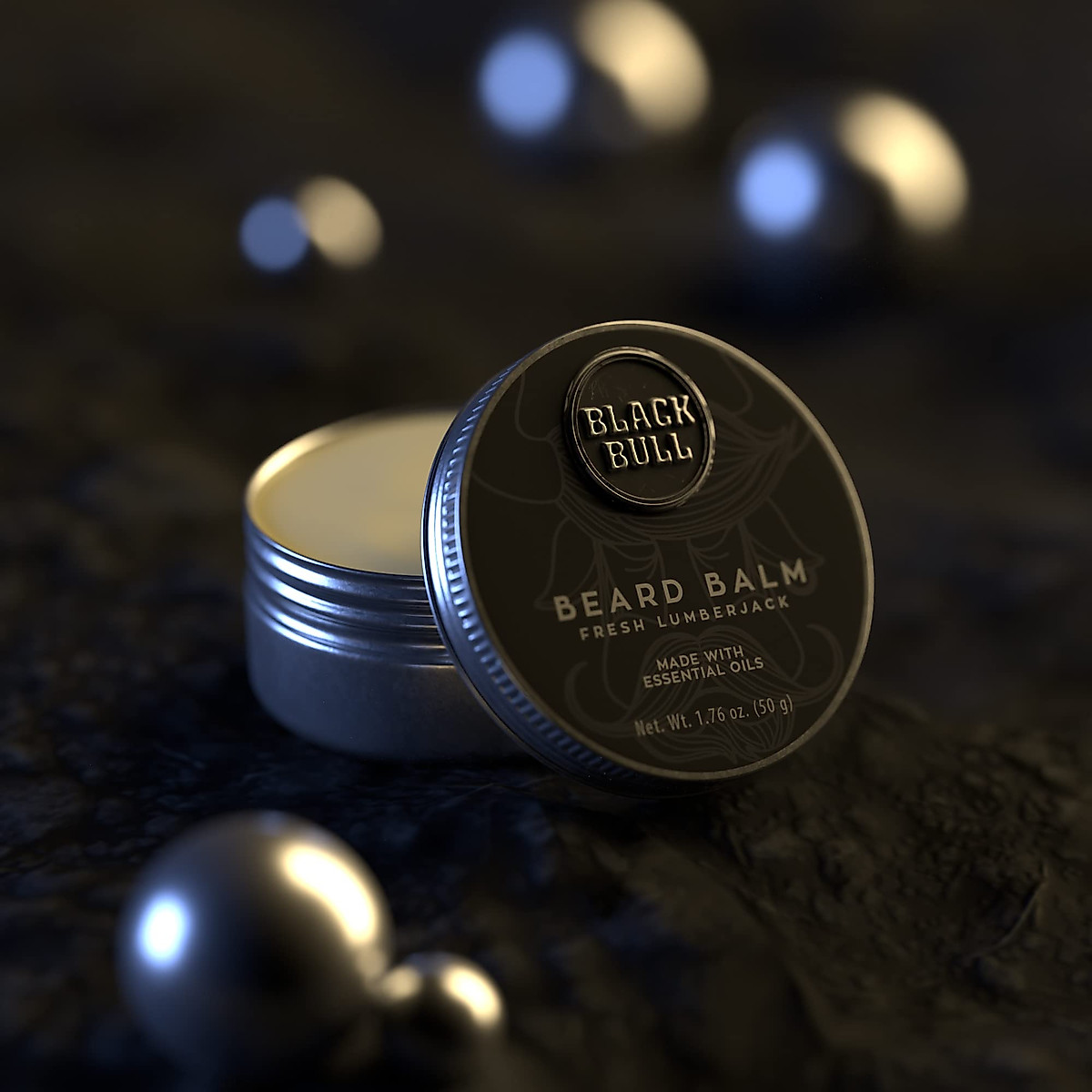 BLACK BULL MEN CARE: Beard Balm with Essential and Vegetable Oils, Bees Wax, Shea Butter and Menthol, Moisture and Nourish, Pack of 2, 50g, Beard Products