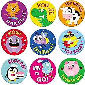 Sweetzer & Orange Reward Stickers for Teachers. 1008 Stickers for Kids in 9 Designs. 1 Inch School Stickers on Sheets. Teacher Supplies for Classroom, Potty Training Stickers, Motivational Stickers