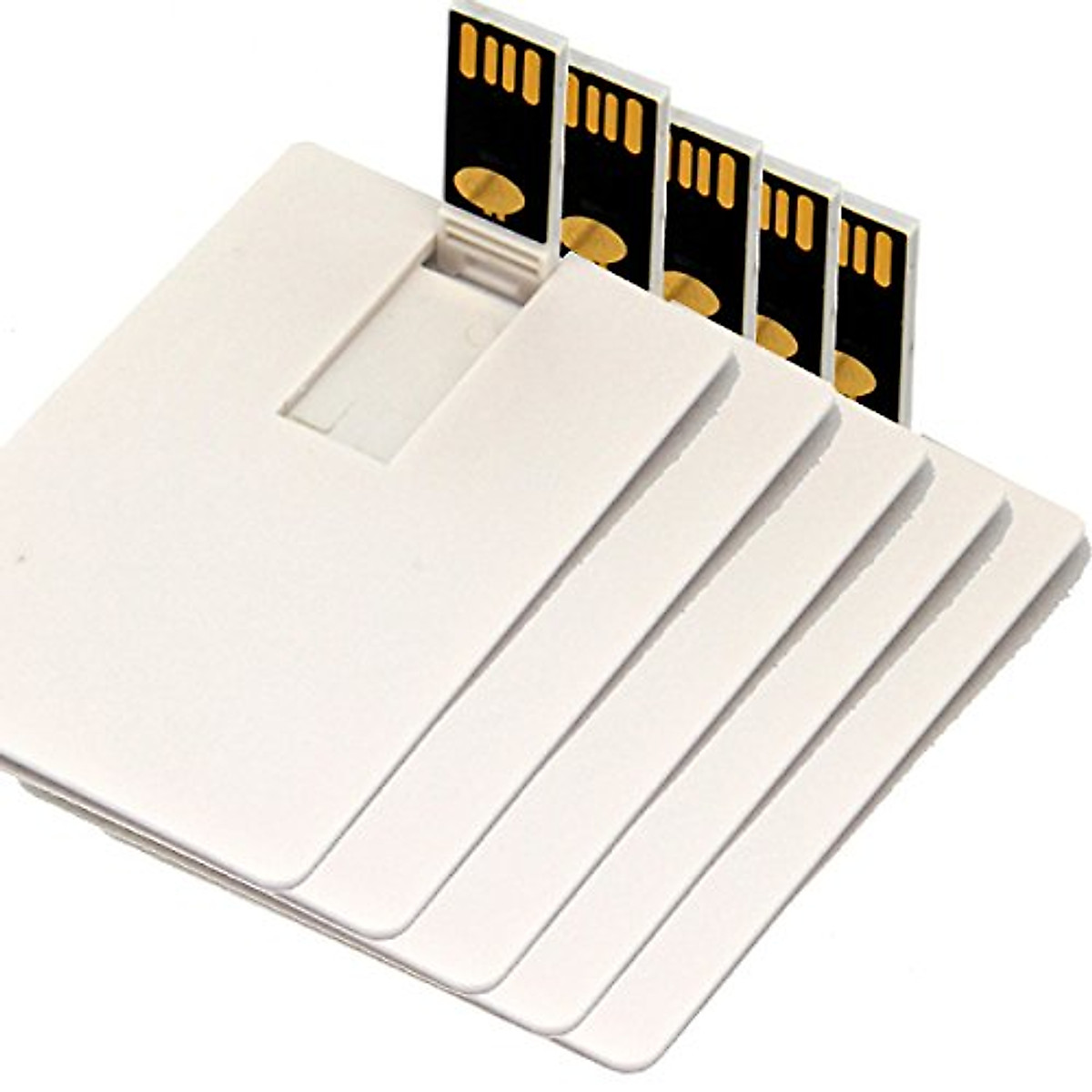 Credit Card USB Flash Drive Blank DIY Memory Stick Wholesale Bulk Pack 5 (128GB, White)