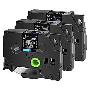SuperInk 3 Pack Replacement Compatible for Brother P-Touch STE Label Tape STe-141 ST-141 STe141 ST141 Black on Clear Mobile Stencil Tape PT-D450 PT-E500 PT-D600 Label Printer (3/4"x 9.8'',18mm x3m)
