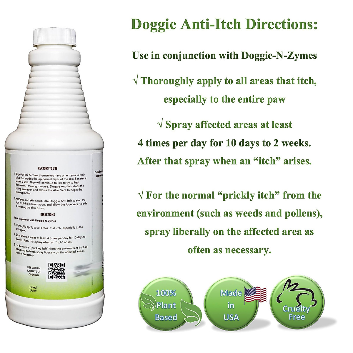 Doggie Anti Itch | Paw Licking and Scratching | Itch Relief Spray for Dogs | Soothes Raw Skin and Hot Spots | Helps Dandruff-Like Coat | Pleasant Smell