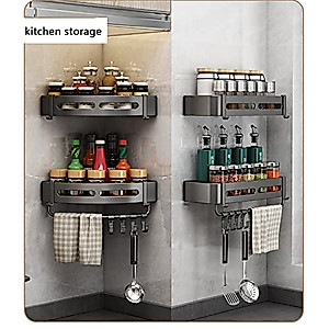 FAYYGYH Corner Shower Caddy, Bathroom Shower Basket, Adhesive Wall Mounted Shelves With Movable Hooks,Stainless Steel Bath Bathroom Kitchen Storage Shower Organizers, 2 Pack(gun Grey)