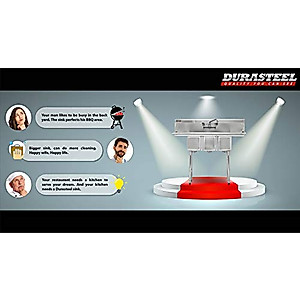 Stainless Steel Kitchen Sink with Faucet - DuraSteel 3 Compartment Commercial Sink w/Double Drainboards - Triple 10" x 14" x 10" Bowl Size - for Restaurant, Laundry, Garage & Backyard - NSF Certified