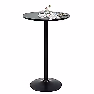 NChanmar Bar Table Round Pub Table Cocktail Bistro High Table with Black Top and Base for Home Kitchen Small Spaces