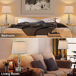 EJIAXIN Table Lamps for Bedroom Set of 2,3 Way Dimmable Touch Bedside Lamps with Dual USB A+C Ports - Nightstand Lamp for End Table Modern Night Stand Lamps for Living Room Guest Room