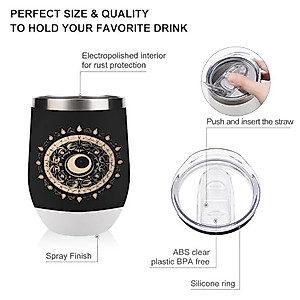 OPTKSNCU 304 Stainless Steel Insulated Cup with Lid, Sun And Moon Together Print Durable, And Easy to Clean – Ideal for Home, Office, And Gift Giving