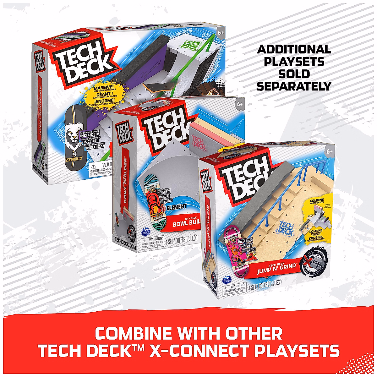 Tech Deck, Nyjah Skatepark X-Connect Park Creator, Massive Customizable Skatepark Ramp Set with Exclusive Fingerboard, Kids Toy for Ages 6 and up
