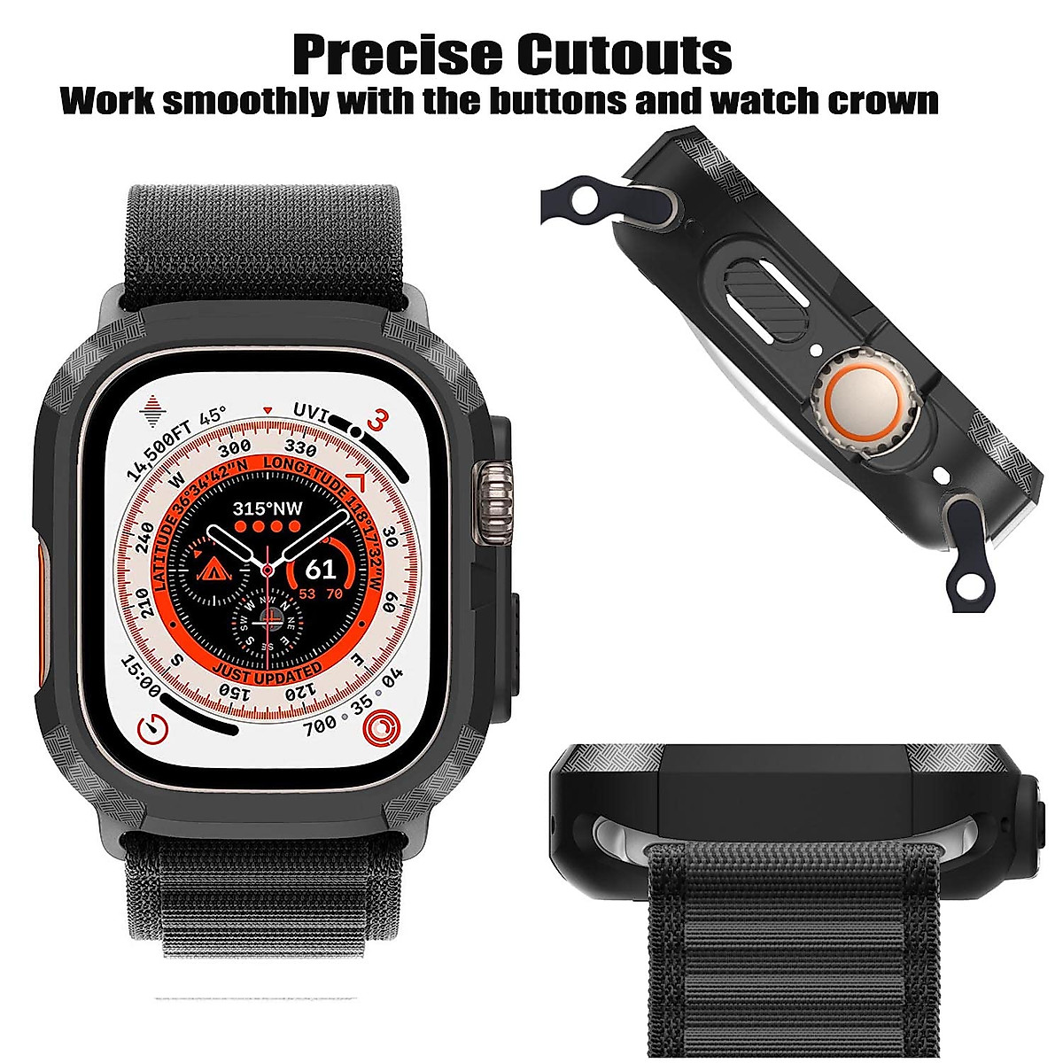 Botomore Compatible with Apple Watch Ultra Case 49mm, [NO Screen Protector] Military Grade Matte Rugged Bumper Shockproof Cover for iWatch