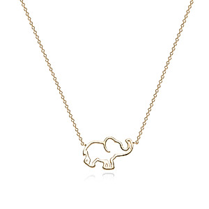 Fettero Elephant Necklace for Women Gold Open Pendant Dainty Chain 14K Gold Plated Minimalist Simple Cute Animal Jewelry Gift
